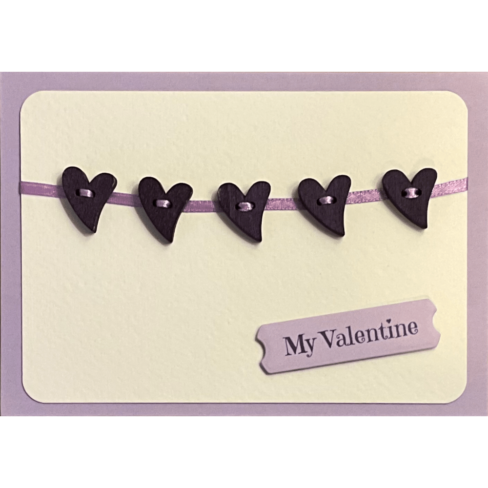 A celebration of love a unique Valentine card, rich purple hearts ...